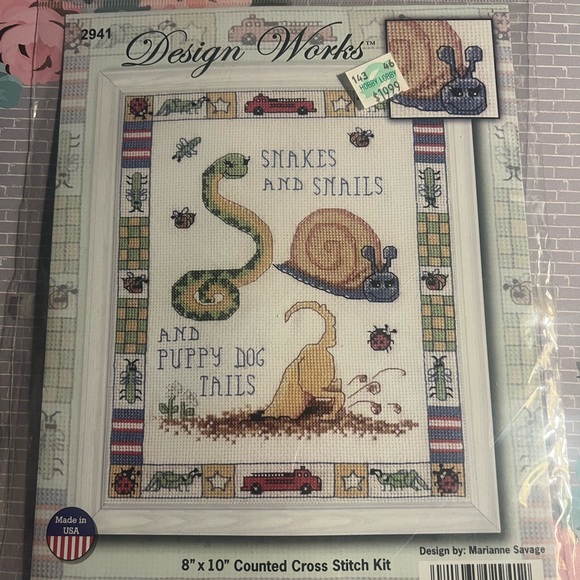 Other | New 8 X 1 Counted Cross Stitch Kit Snakes And Snails And Puppy ...